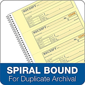 Adams(R) Carbonless 2-Part Spiral Money/Rent Receipt Book, 7 5/8in. x 11in., Book of 200 Sets, SC1182