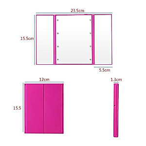 FQYYDD Illuminated Makeup Mirror Portable Three-Fold Led Makeup Mirror 1Pc