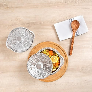 Foil Lux 34 Ounce Pans And Lids, 10 Disposable Pots With Lids - Oven-Ready, Stove Compatible, Aluminum Foil Baking Pans, Freezable, For Outdoor Camping, Vacation, Picnic, And More - Restaurantware