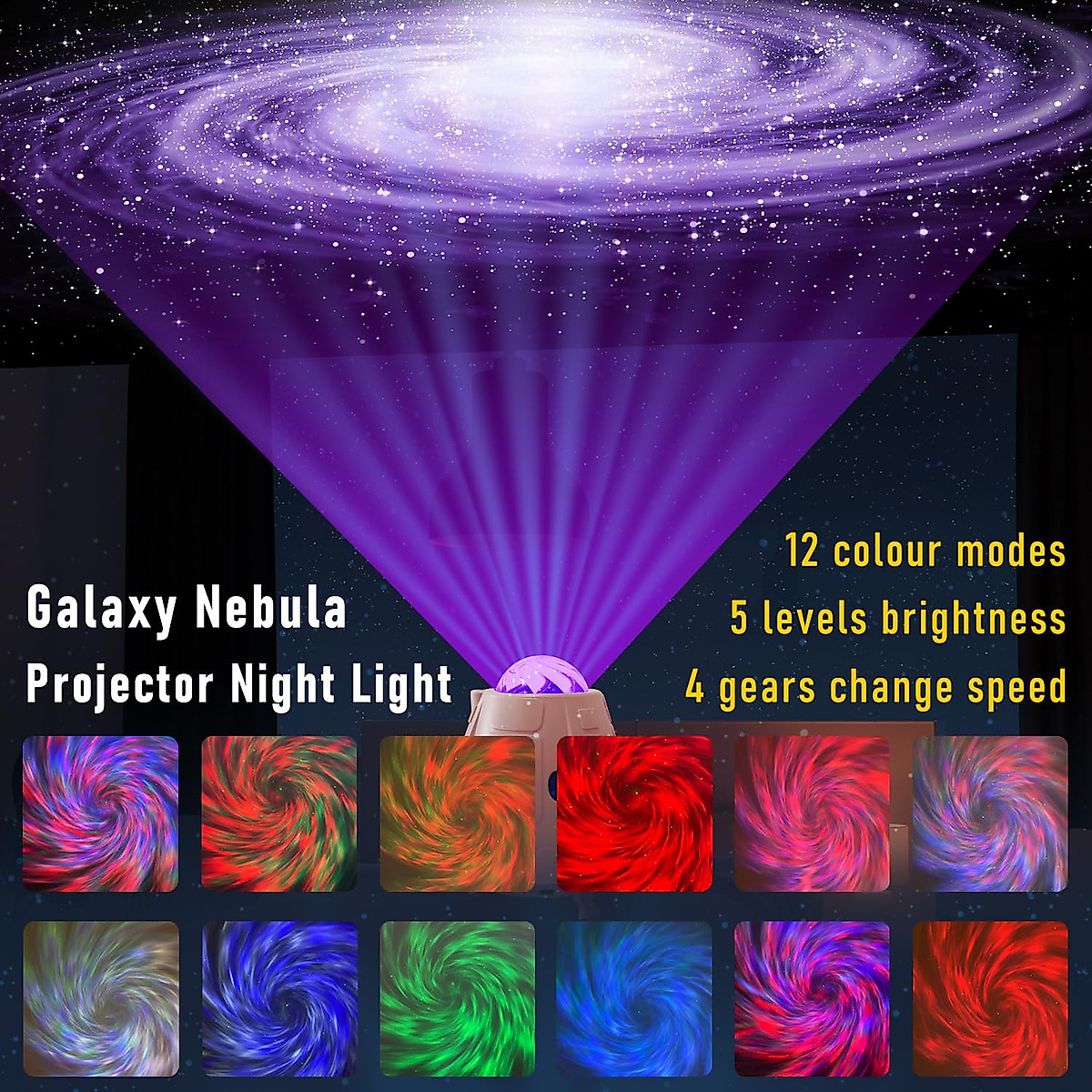 Star Projector with 16 Lighting Effects, Remote Control, Galaxy Projector Built-in BT Speaker for Voice&Touch Control, for Bedroom Night Lights, Kids Room, Adults Home Theater, Party, Home Decor