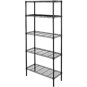 be current 5-Shelf Shelving Storage Units, Adjustable Heavy Duty Metal Shelf Wire Storage Rack for Home Office Garage Kitchen Bathroom Organi Black