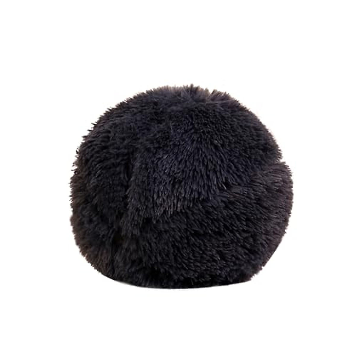 Ukadou Plush Ball Throw Pillow 15.7in Black Round Pillow Simple Round Ball Pillow Furry Spherical Circle Shaped Pillow for Bed Sofa Couch Chair Decorations (Black)