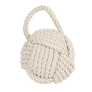 Creative Co-Op Nautical Rope Knot Cotton Door Stop, Ivory