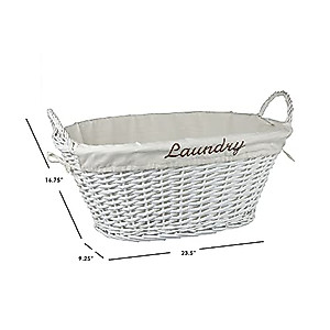 Home Basics Wicker Laundry Basket (White)