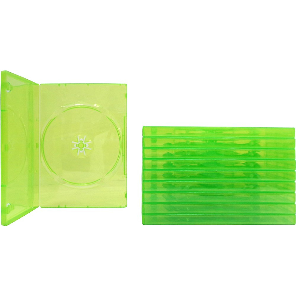 (10) Empty Standard Translucent Green Replacement Games Cases - Compatible With XBox 360 - #VGBR14XBOX