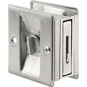 Prime-Line N 7161 Pocket Door Privacy Lock with Pull - Replace Old or Damaged Pocket Door Locks Quickly and Easily – Satin Chrome (Single Pack)
