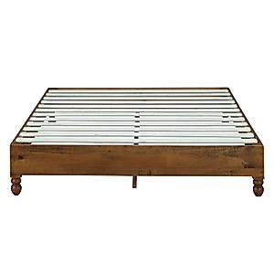 MUSEHOMEINC 12 Inch Solid Wood Bed Frame Rustic Style Eliminates The Need for a Boxspring, Natural Finish, Queen