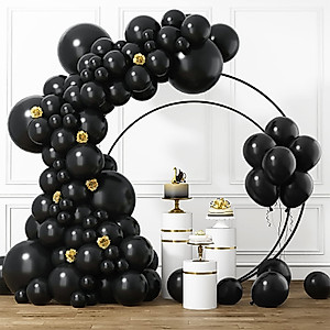 RUBFAC Black Balloons Different Sizes 105pcs 5/10/12/18 Inches for Garland Arch, Premium Party Latex Balloons for Happy New Year Decorations 2024 Birthday Wedding Holiday Balloon Party Decoration