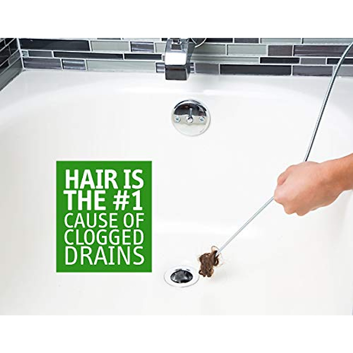 DrainShroom DSSNK070 Revolutionary Tub and Sink Snake Auger Clog Remover for Bathroom Drains, 42 Inch, Stainless