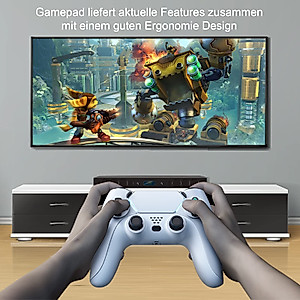 PomisGam PS4 Controller Compatible for Playstation 4 / Pro / Slim / Steam, Wireless Gaming Controller with Vibration and Headset Jack, Touch Pad, and Charging Cable (White)