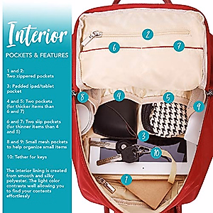 Lily & Drew Small Casual Lightweight Mini Travel Backpack Purse with Top Handles of Microfiber Leather for Women (Nylon-Red)