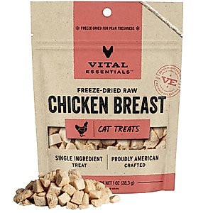 Vital Essentials Freeze Dried Raw Single Ingredient Cat Treats, Chicken Breast, 1 oz
