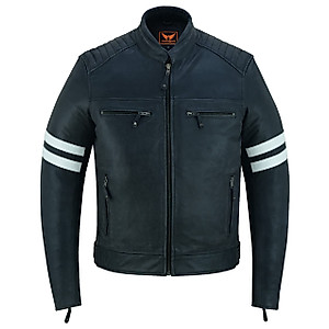 A&H Apparel Mens Top Grain Cowhide Biker Light weight Motorcycle Real Leather Jacket (as1, alpha, s, regular, regular)