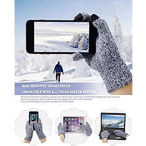 Womens Winter Warm Knit Beanie Hat Touchscreen Gloves Long Neck Scarf Set with Fleece Lined Skull Caps Gifts for Women Men