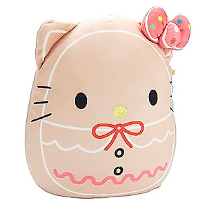 Squishmallows 8-Inch Hello Kitty Gingerbread Cookie - Official Jazwares Plush - Collectible Soft & Squishy Stuffed Animal Toy - Add to Your Squad - Gift for Kids, Girls & Boys