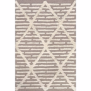 nuLOOM Kandice Contemporary Trellis Wool Blend Area Rug, 8x10, Beige
