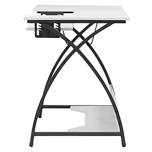 Sew Ready Comet Plus Hobby Side and Lower Shelf Sewing Table, 45.5" W x 23.5" D x 30" H, Black/White