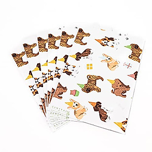 CENTRAL 23 - White Wrapping Paper - Dogs in Hats - 6 Sheets of Birthday Gift Wrap - Celebration - For Men Women Kids - Recyclable