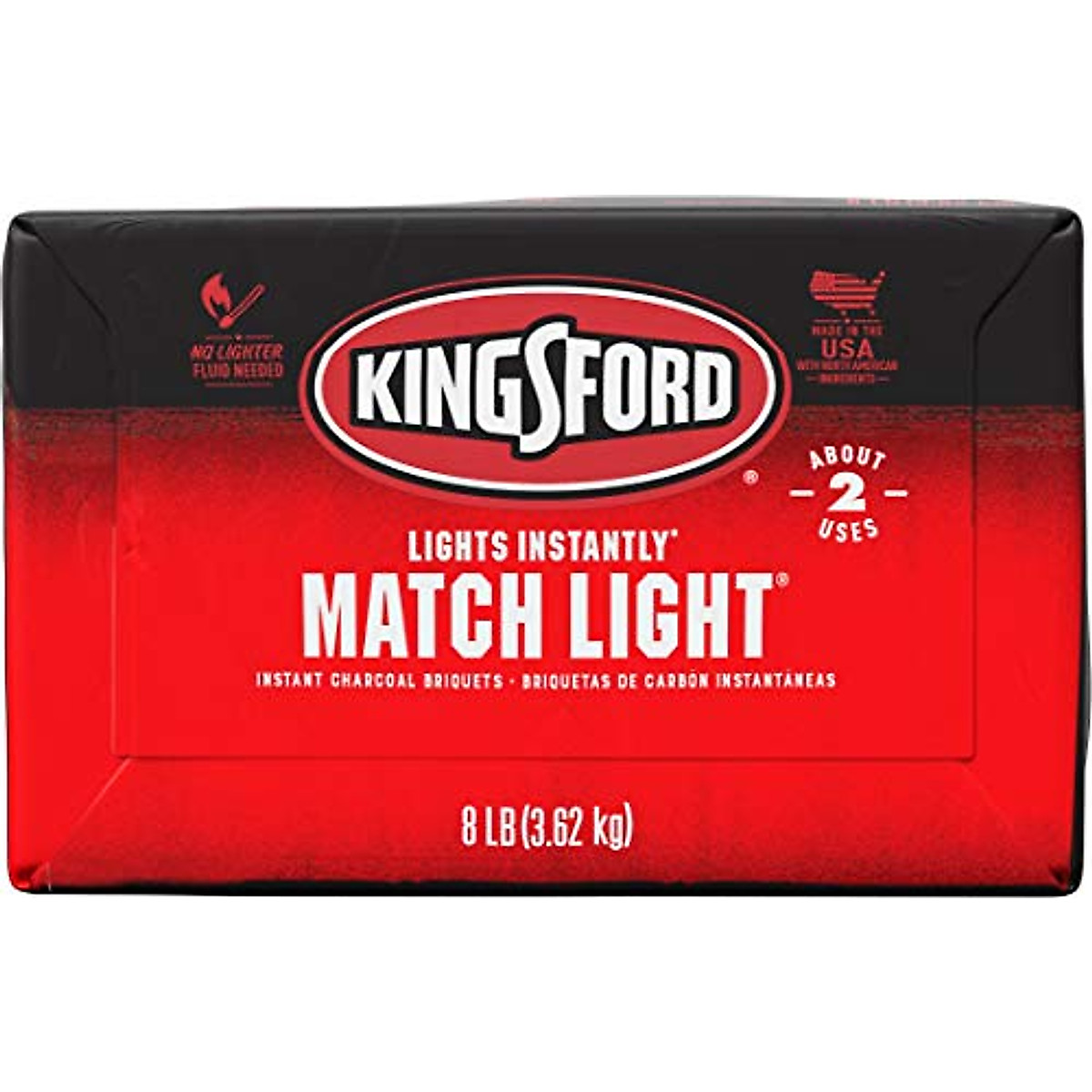 Kingsford Match Light Instant Charcoal Briquettes, BBQ Charcoal for Grilling, Ready in 10 Minutes, No Lighter Fluid or Starter Needed, 12 lbs
