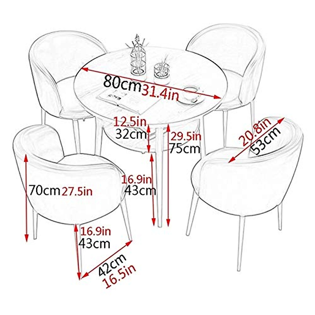 Leisure Table and Chair Set Office Conference Room Business Negotiation Reception 90cm Square Table Home Living Room (Color : Blue) (Color : Peacock Blue)