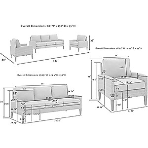 Crosley Furniture KO70193BR-CR Capella Outdoor Wicker 3-Piece Sofa Set (Sofa, 2 Armchairs), Brown with Creme Cushions