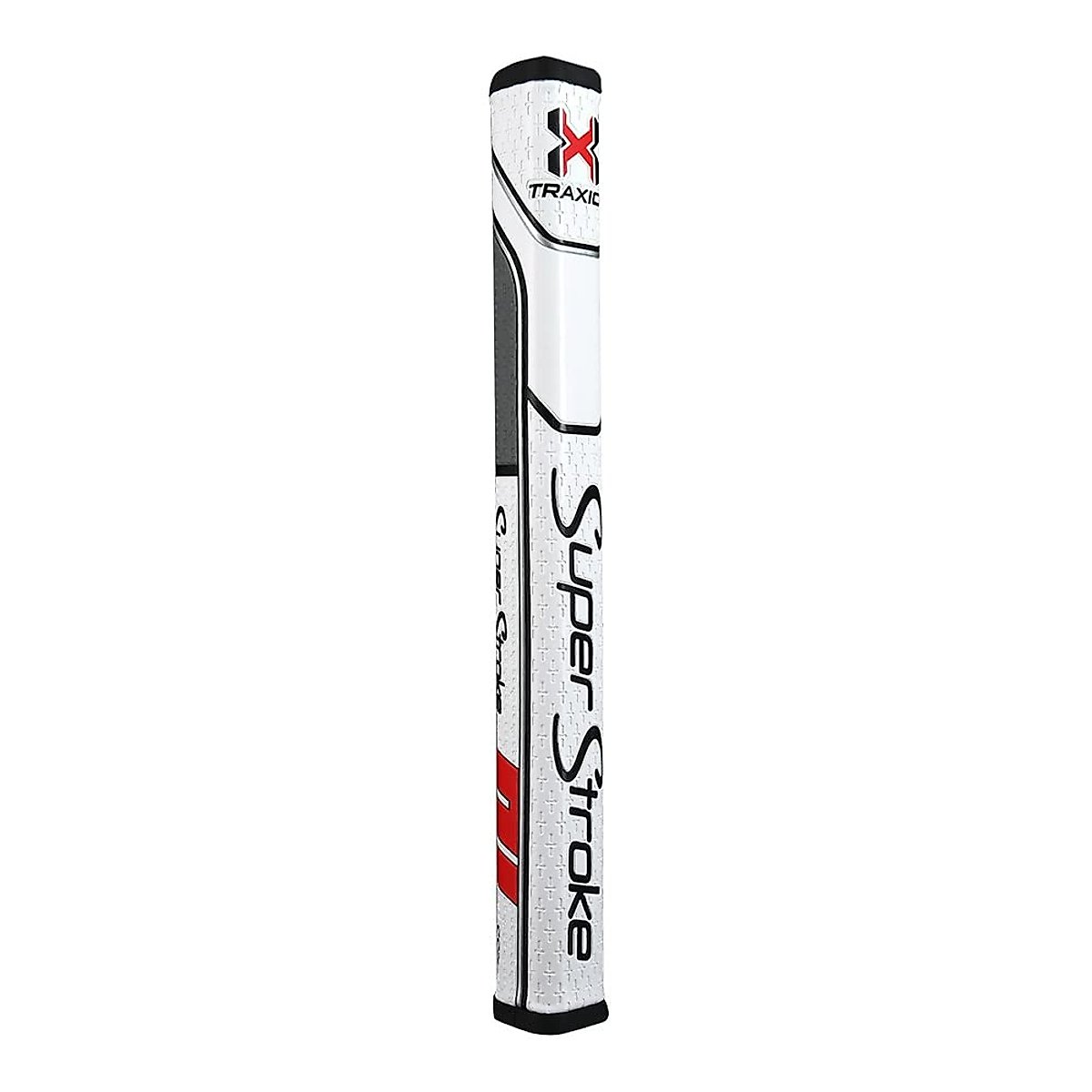 Superstroke Traxion SS2R™ Squared Golf Putter Grip, White/Red/Gray (SS2R™) | Advanced Surface Texture That Improves Feedback and Tack | Minimize Grip Pressure with a Unique Parallel Design