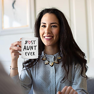 Scritism Best Aunt Mug Gifts For Aunt From Niece Nephew Auntie Birthday Gift 11oz White Best Aunt Ever Coffee Mug Christmas Mothers Day Presents For Aunt Auntie Cup Gift Set With Keychain