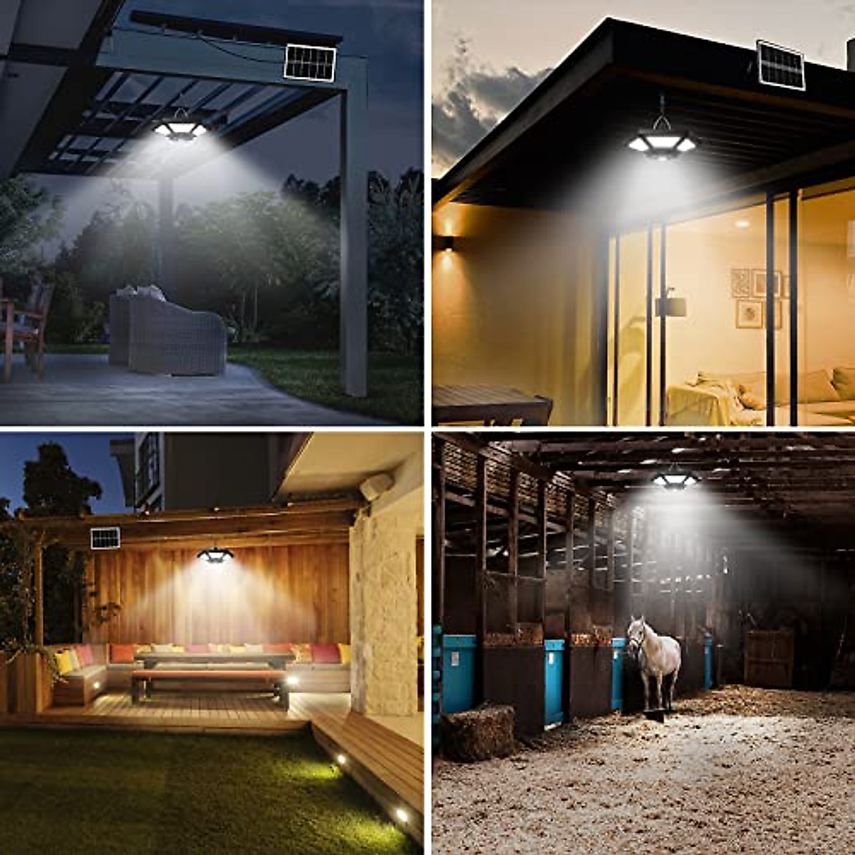 Yomisga Solar Powered Shed Light Daytime Available Solar Pendant Lights Outdoor with Remote Control, Timer, Motion Sensor & 5 Lighting Modes, 180 LED Solar Indoor Lights for Home, Shop, Garage, Barn…