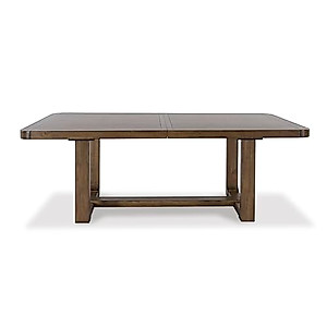 Signature Design by Ashley Cabalynn Farmhouse Dining Extension Table with 1 Removable Center Leaf, Light Brown