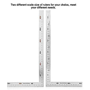 L-Shaped Framing Square Stainless Steel 90 Degree Right Angle Square Ruler Carpenter’s Square Metal Measurement Square Tool(300mm*150mm)