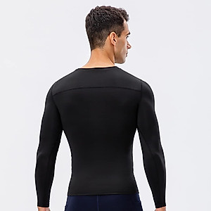 EARGFM Men's Athletic Long Sleeve Compression Shirt Gym Running Baselayer Quick Drying T-Shirts High Elastic Tops 2 Packs