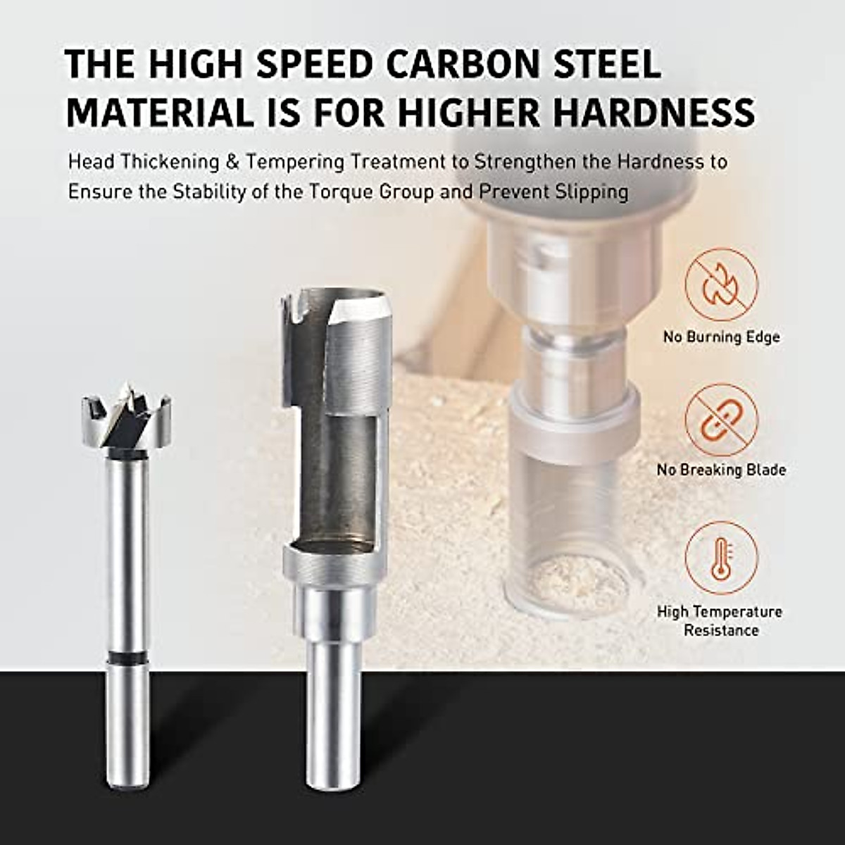 Anfrere 3/4" Wood Plug Cutter and Forstner Bit for Wood Cutting Tool Cork Drill Bit Knife, 3/8" Round Shank Carbon Steel Taper Tapered Cutting Tool Cork Drill Bit Knifes, WCB-A2