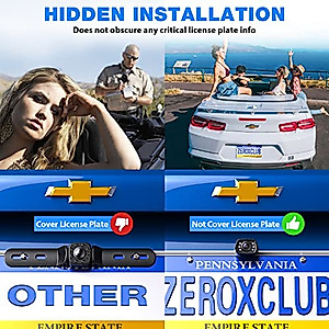 ZEROXCLUB HD Car Backup Camera 6 Auto LED Lights Night Vision, IP69 Waterproof Wired License Plate Rear View Camera 149° Wide View Reversing Camera for Car Pickup Truck SUV-B2