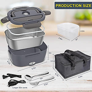 Carsolt Electric Lunch Box Food Heater 3 in 1 Portable Food Warmer Leakproof Heated Lunch Box for Adults, 12V/24V 110V Heating Microwave for Car/Home with 1.5L Removable Stainless Steel Container