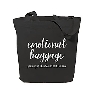 GXVUIS Emotional Baggage Canvas Tote Bag for Women Reusable Work Travel Grocery Shoulder Shopping Bags Girls Funny Gifts Black