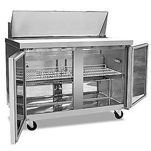 FSE 47-Inch Two-Door Refrigerated Commercial Salad/Sandwich Prep Table, 12 Cubic Feet, Stainless Steel, 115 v, (MRSL-2D)