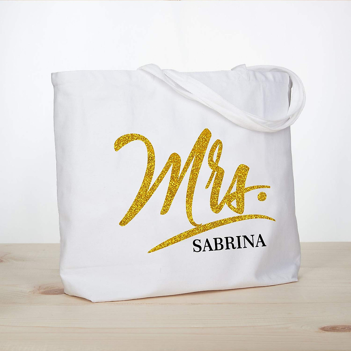 ELEGANTPARK Future The Mrs. EST. 2023 Personalized Bride Tote Wedding Bachelorette Bridal Shower Gifts Large Shoulder Bag Black with Champagne Glitter