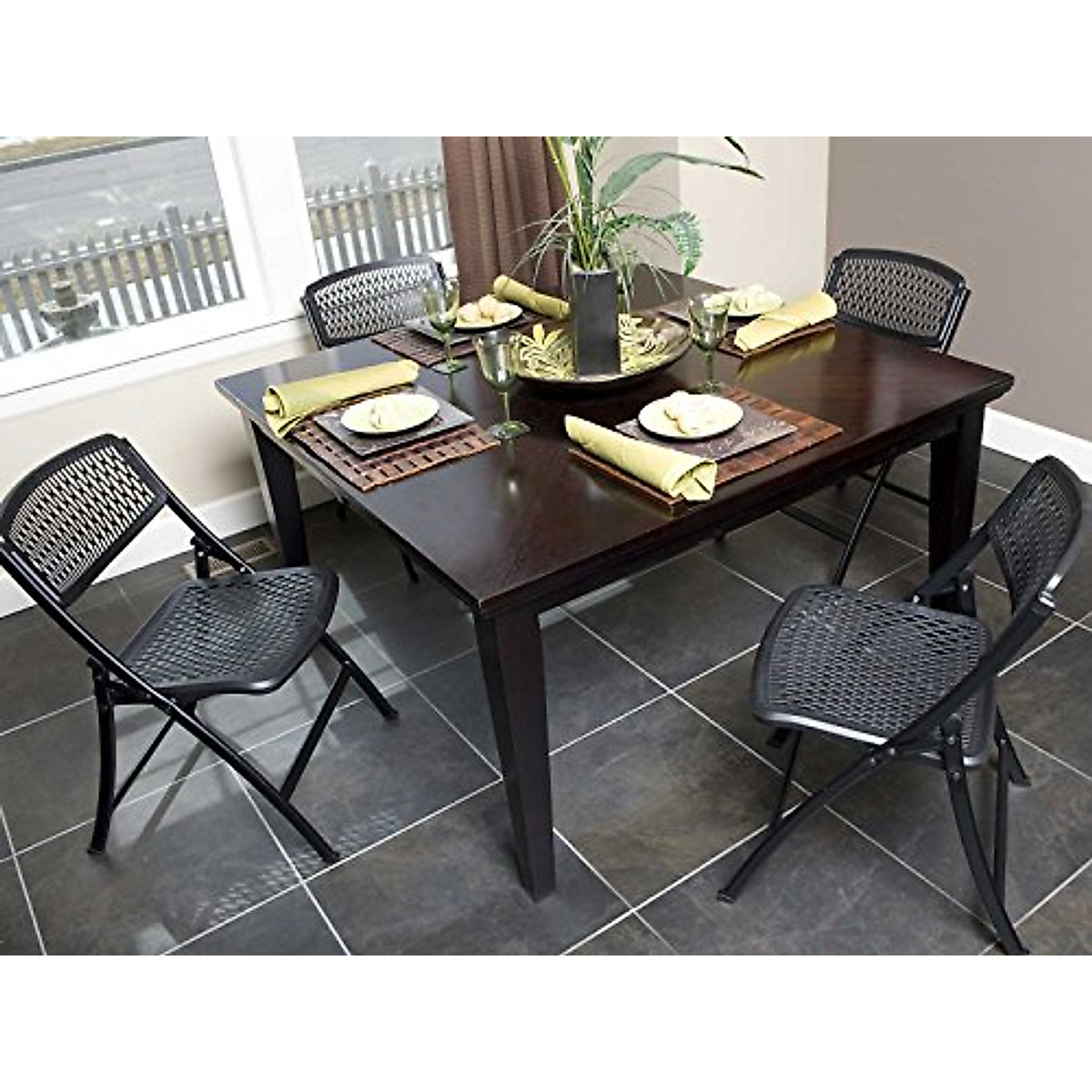 Mity-Lite Flex One Folding Chair, 18-8 Steel, Black, 4-Pack