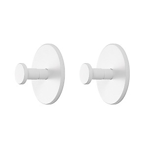 TONLEA 2 Pack Coat Hooks, Adhesive Hooks Wall Mounted, Heavy Duty Metal Wall Hooks for Hanging Coat, Scarf, Hat, Bag, Key, Towel (White)