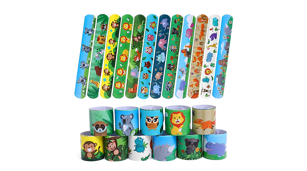 48 PCS Jungle Safari Slap Bracelets for Party Favors