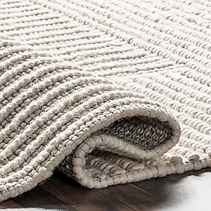 nuLOOM Dorene Contemporary High-Low Striped Wool Area Rug, 8x10, Ivory