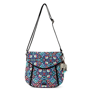 Sakroots Foldover Crossbody Bag in Eco-Twill with Adjustable Strap, Multi Ikat World