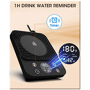 2024 Upgraded Coffee Mug Warmer for Desk, Smart Electric Coffee Warmer, 1H Drink Water Reminder, 4 Mode, 8H Auto Shut Off, 9 Temperature, 12H Timer, Gifts for Women and Men