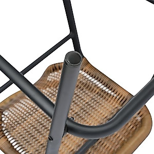 Flash Furniture Lila Commercial Grade Rattan Indoor-Outdoor Commercial Restaurant Barstool - Rattan Seat and Back - Footrest - Medium Brown