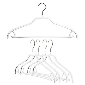 Mawa by Reston Lloyd Silhouette Non-Slip Space Saving Hanger with Skirt Hooks, Style 41/FRS, Set of 5, White
