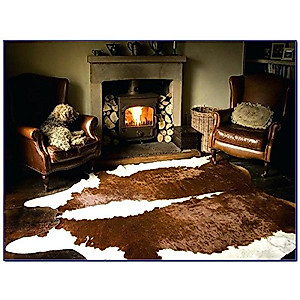 rodeo Brown and White Cow Skin Hereford Cowhide Rug Leather Cow Skin Size 6x6ft Brown with White Belly