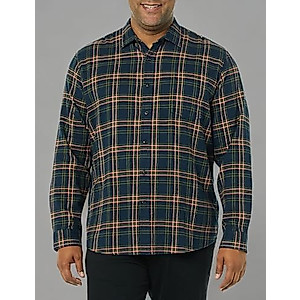 Amazon Essentials Men's Long-Sleeve Flannel Shirt (Available in Big & Tall), Dark Navy Plaid, Large
