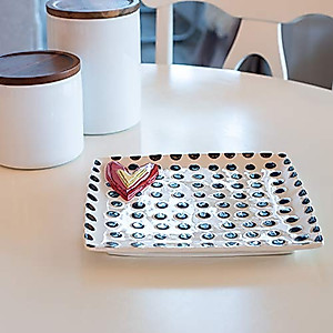DEMDACO Dots and Heart Black and White 11 x 11 Glossy Stoneware Square Platter