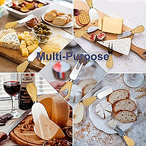 10Pcs Cheese Knives, Premium Cheese Knife Set for Charcuterie Board, Mini Steel Stainless Cheese Knife, Cheese Spreader, Cheese Fork with Wooden Handle for Charcuterie Knife Set