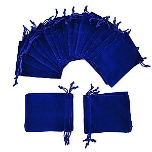 Ankirol 20pcs Velvet Drawstring Bags 3.5X 4.7'' Jewelry Gift Bags Pouches Favors (Blue)